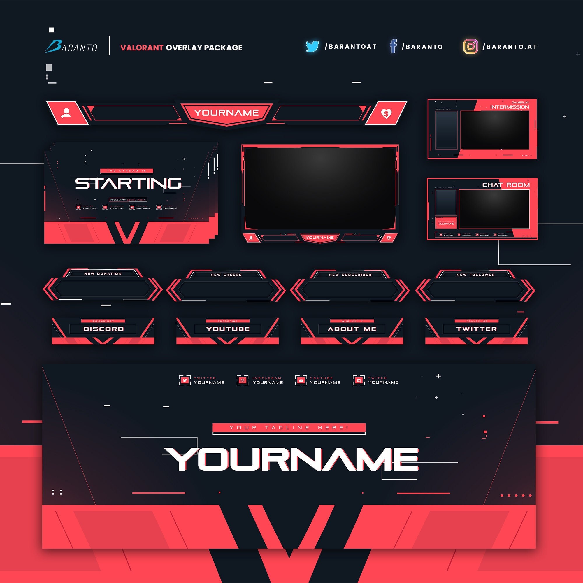 Animiertes Valorant Overlay Twitch Package | Sofort Download / Sofort ...