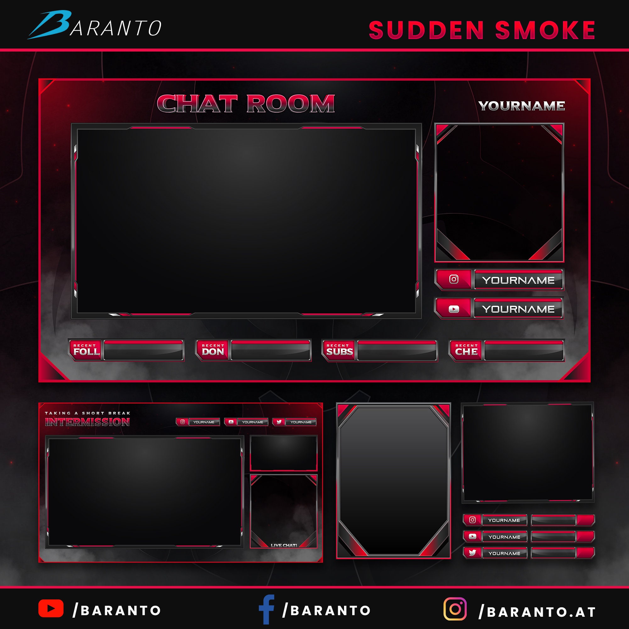 Animated Sudden Smoke Overlay Twitch Package Custom Names Instant ...