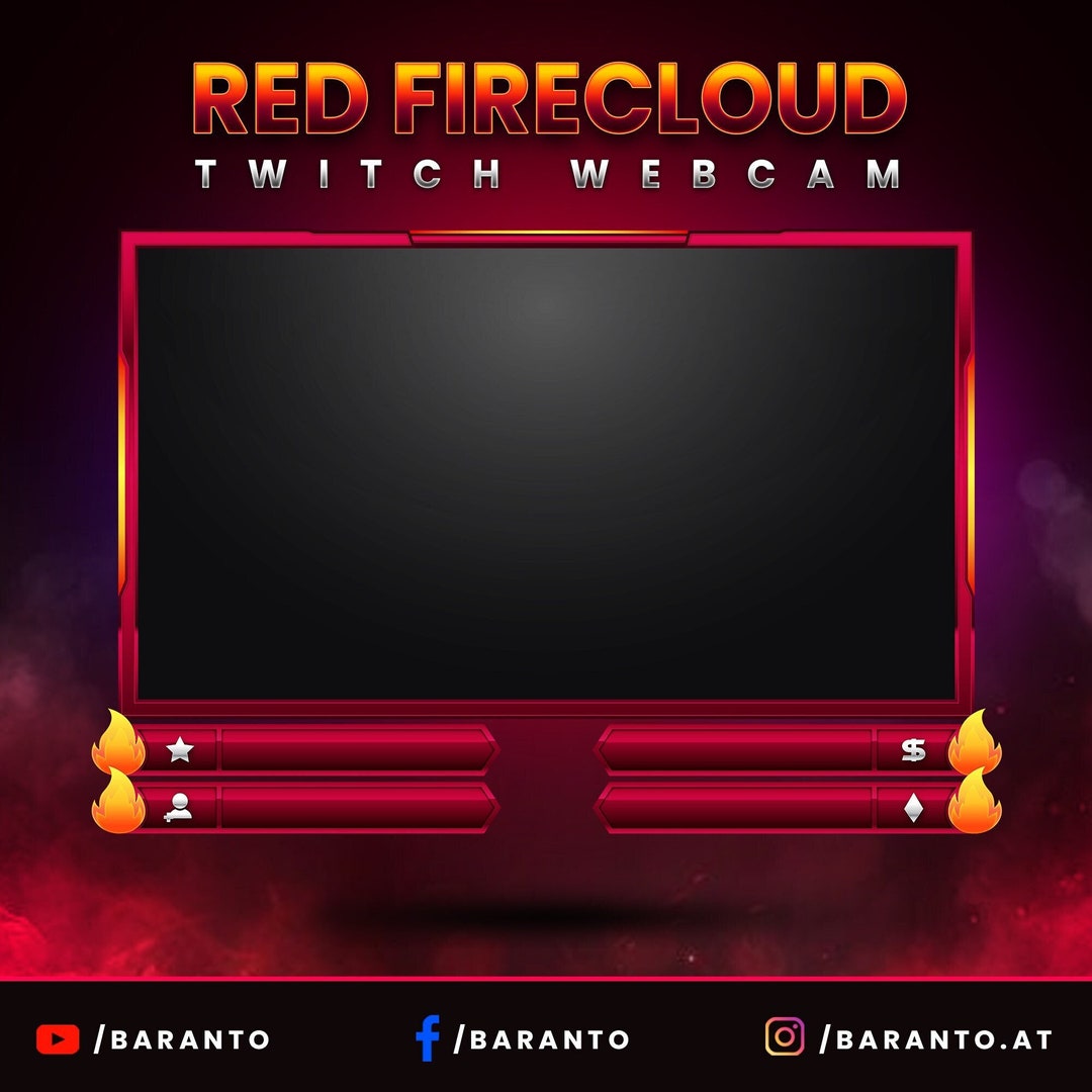 Animated Twitch Webcam | Facecam | Border- Instant Download | Red Firecloud Series - Etsy