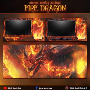 Animated Fire Dragon Overlay Twitch Package | Instant Download / Ready ...