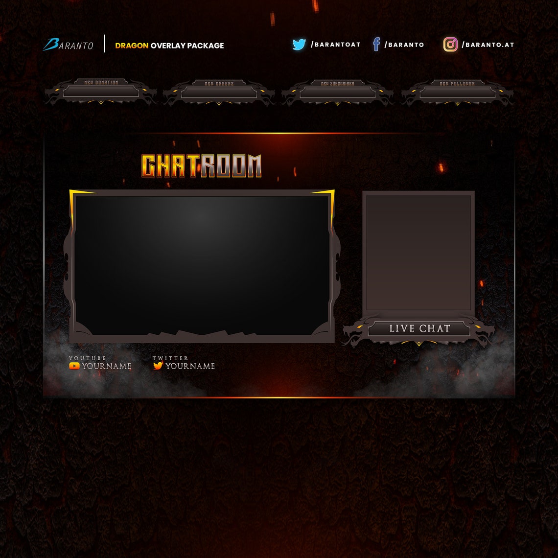 Animated Dragon Overlay Twitch Package Instant Download / - Etsy