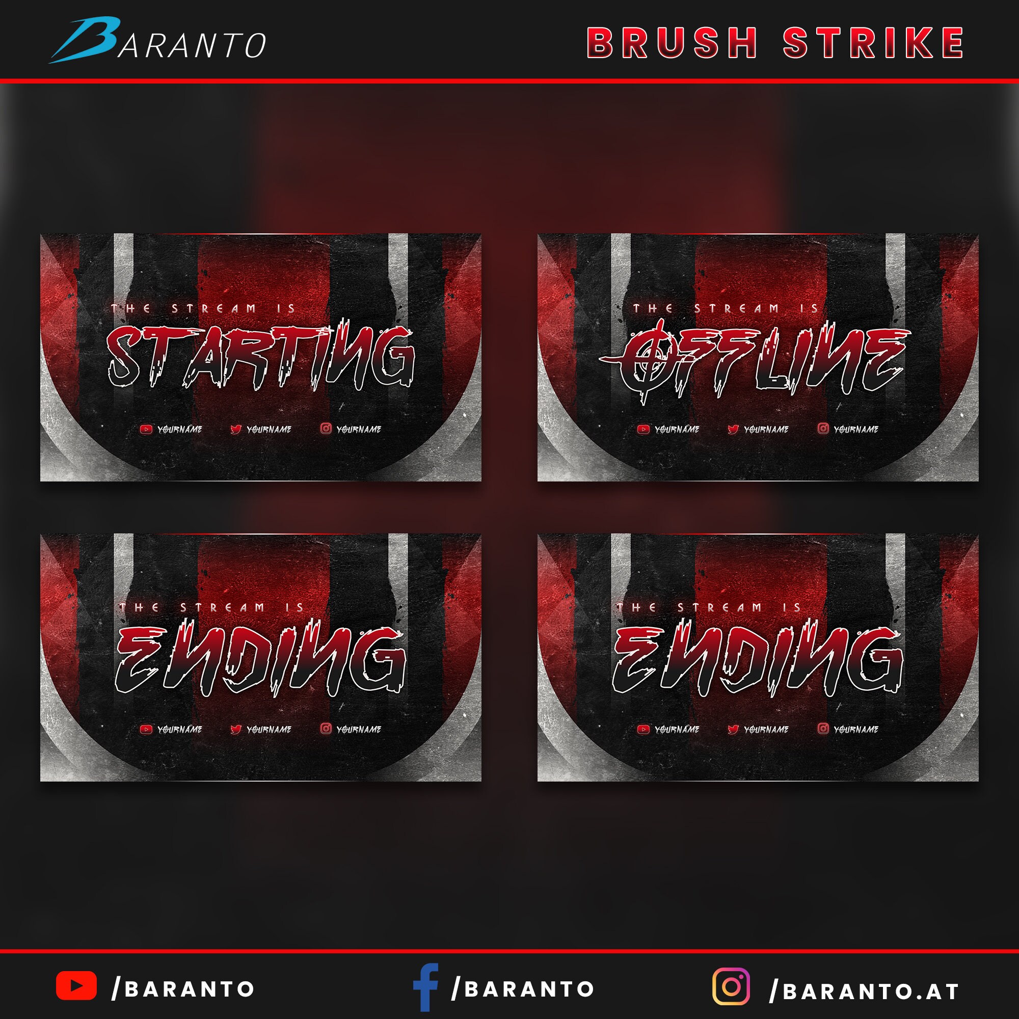 Animated Brush Strike Overlay Twitch Package Custom Names - Etsy