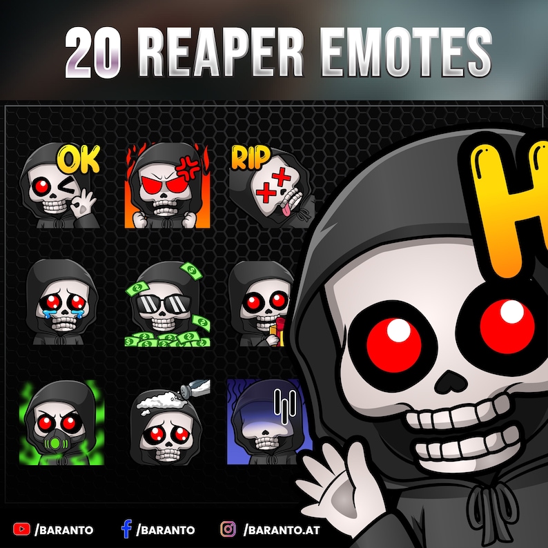 20x Grim Reaper Twitch Emotes, Discord Emote, Twitch Sub Emotes, Cool ...