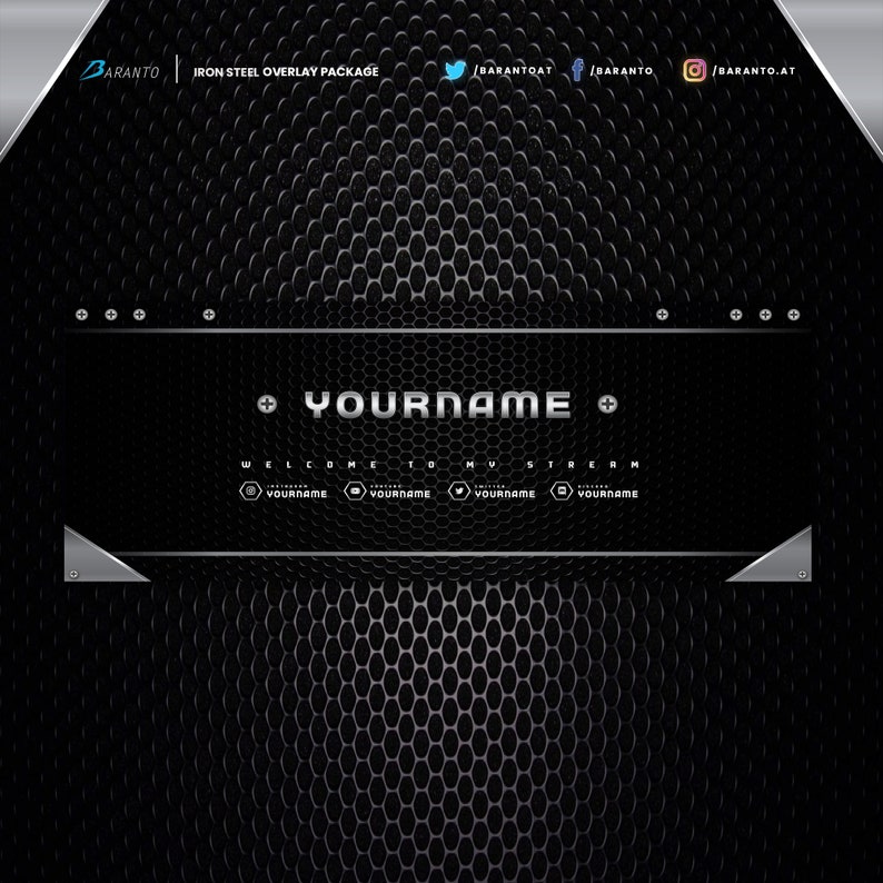 Animated Metal Steel Gray & Black Overlay Twitch Package - Etsy