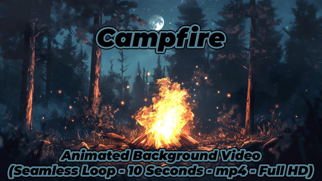 ANIMATED Virtual Background VIDEO LOOP | Forest Campfire | Bonfire ...