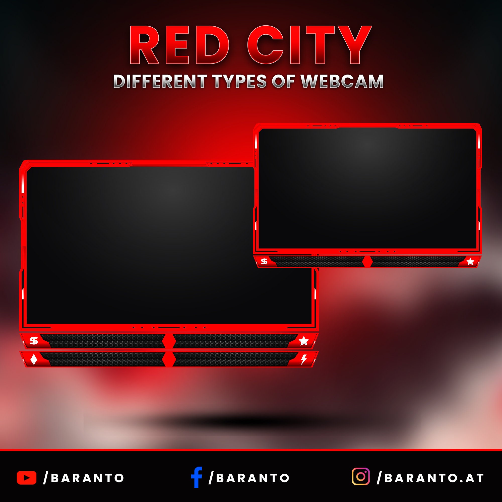 Animated Twitch Webcam Facecam Border Instant Download Red City Series ...