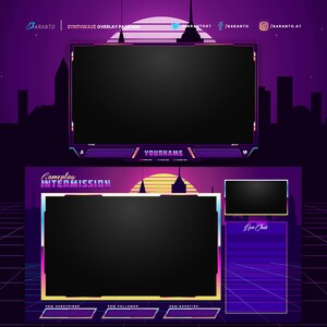 Animated Synthwave Overlay Twitch Package | Instant Download / Ready to ...
