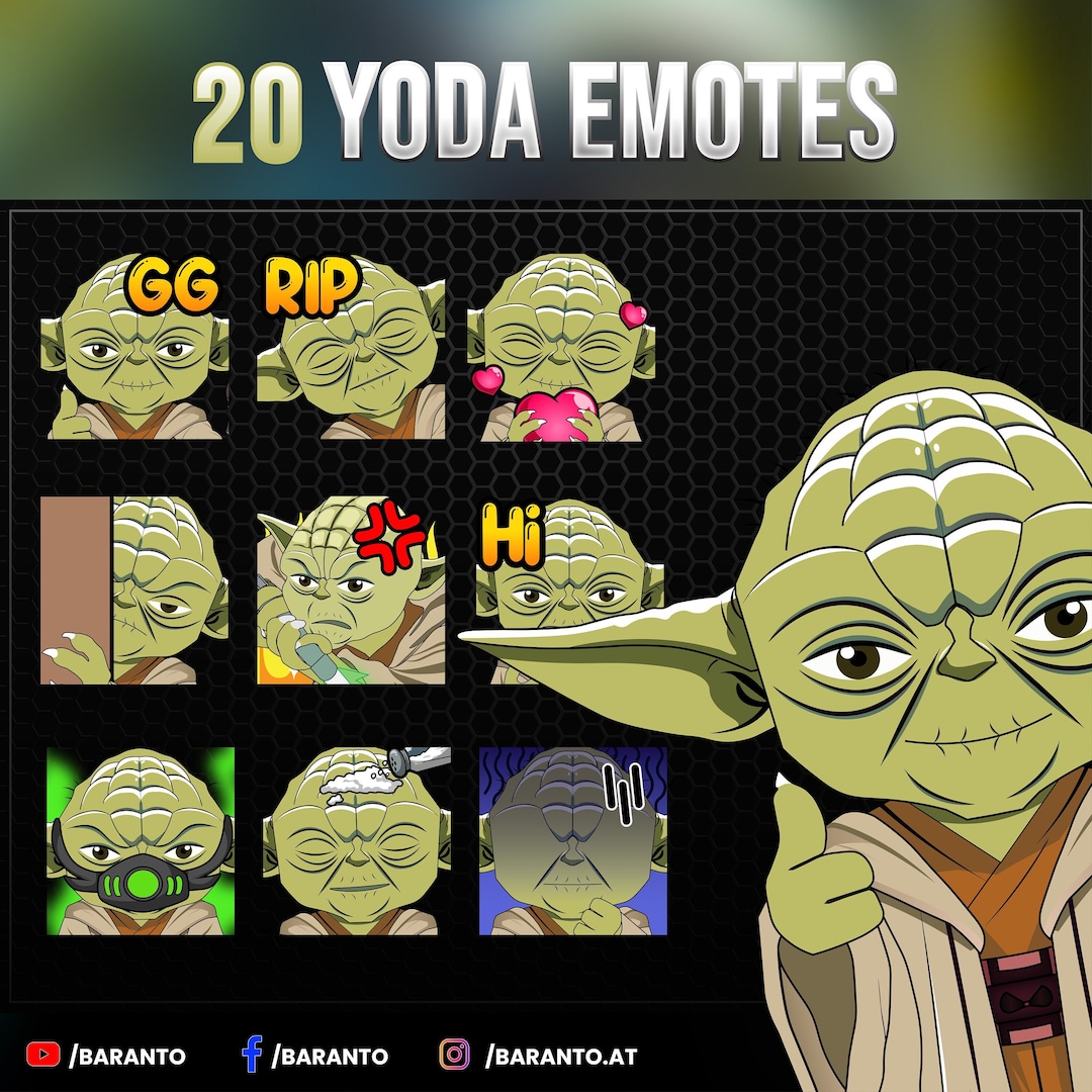 20x Yoda Twitch Emotes, Discord Emote, Twitch Sub Emotes, Cool Emotes ...
