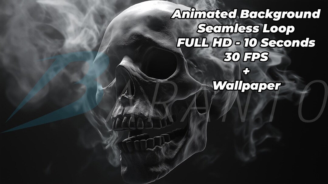 ANIMATED Virtual Background VIDEO LOOP | Smoke Skull | Tuxedo | Looped ...