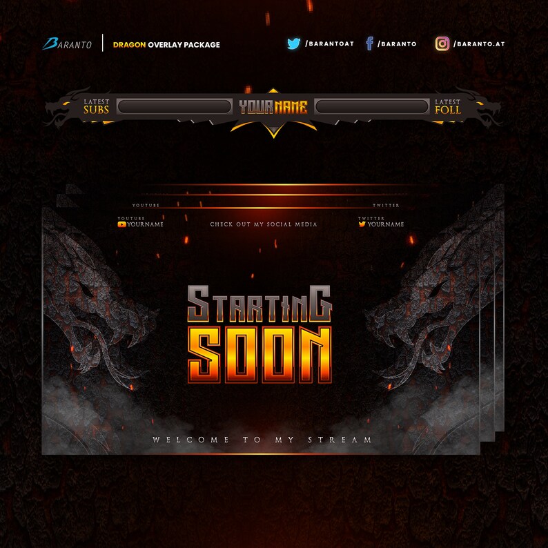 Animated Dragon Overlay Twitch Package Instant Download / - Etsy