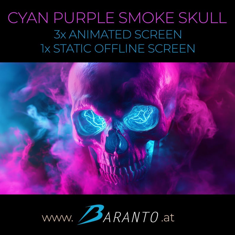 4x Animated Cyan Purple Smoke Skull Screen Overlays | Starting Soon ...