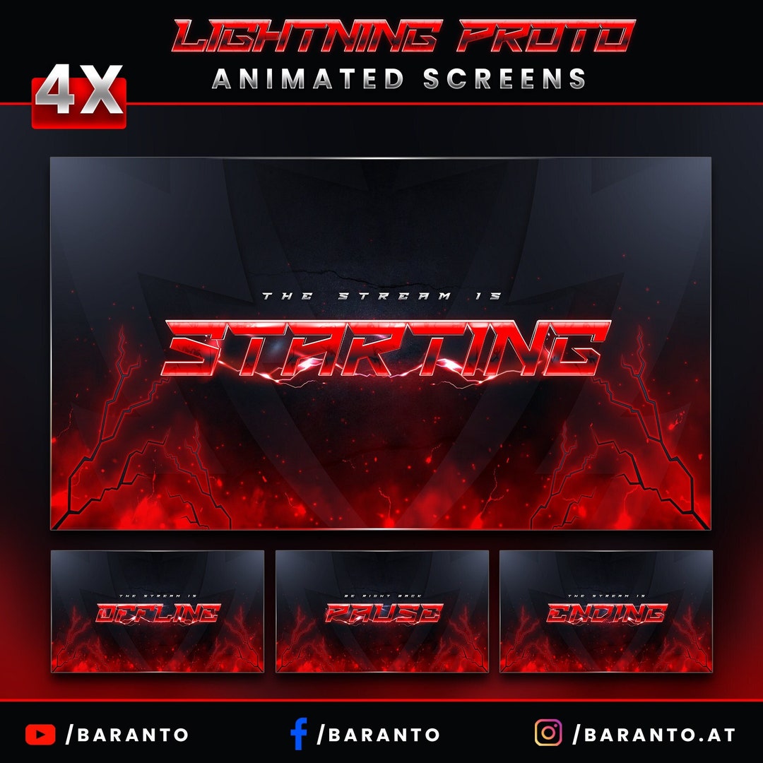 4x Animated Lightning Proto Screen Overlays | Starting Soon | Brb ...