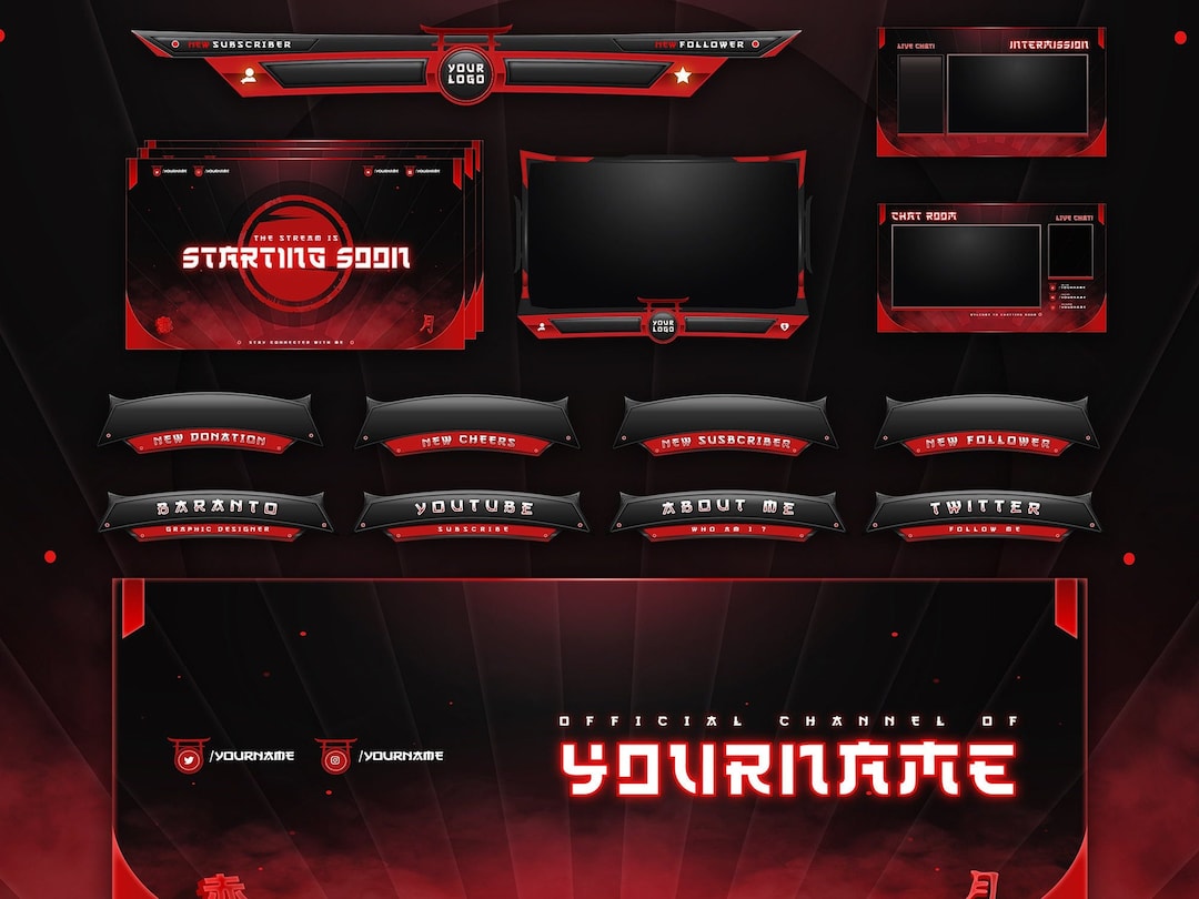 Animated Red Moon Overlay Twitch Package Instant Download / Ready to ...