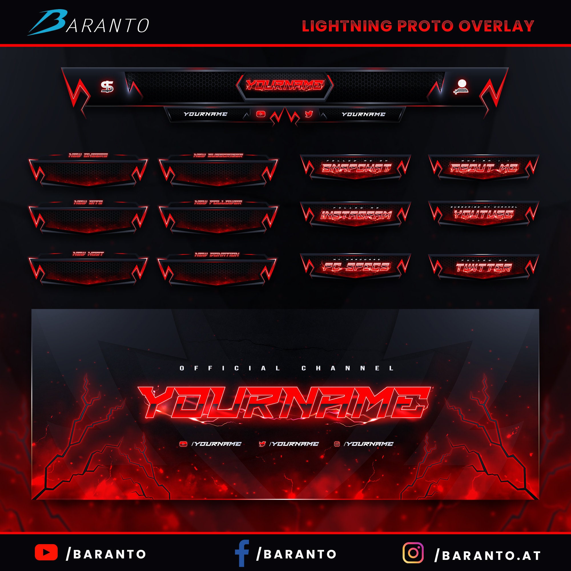 Animated Lightning Proto Overlay Twitch Package Custom Names - Etsy
