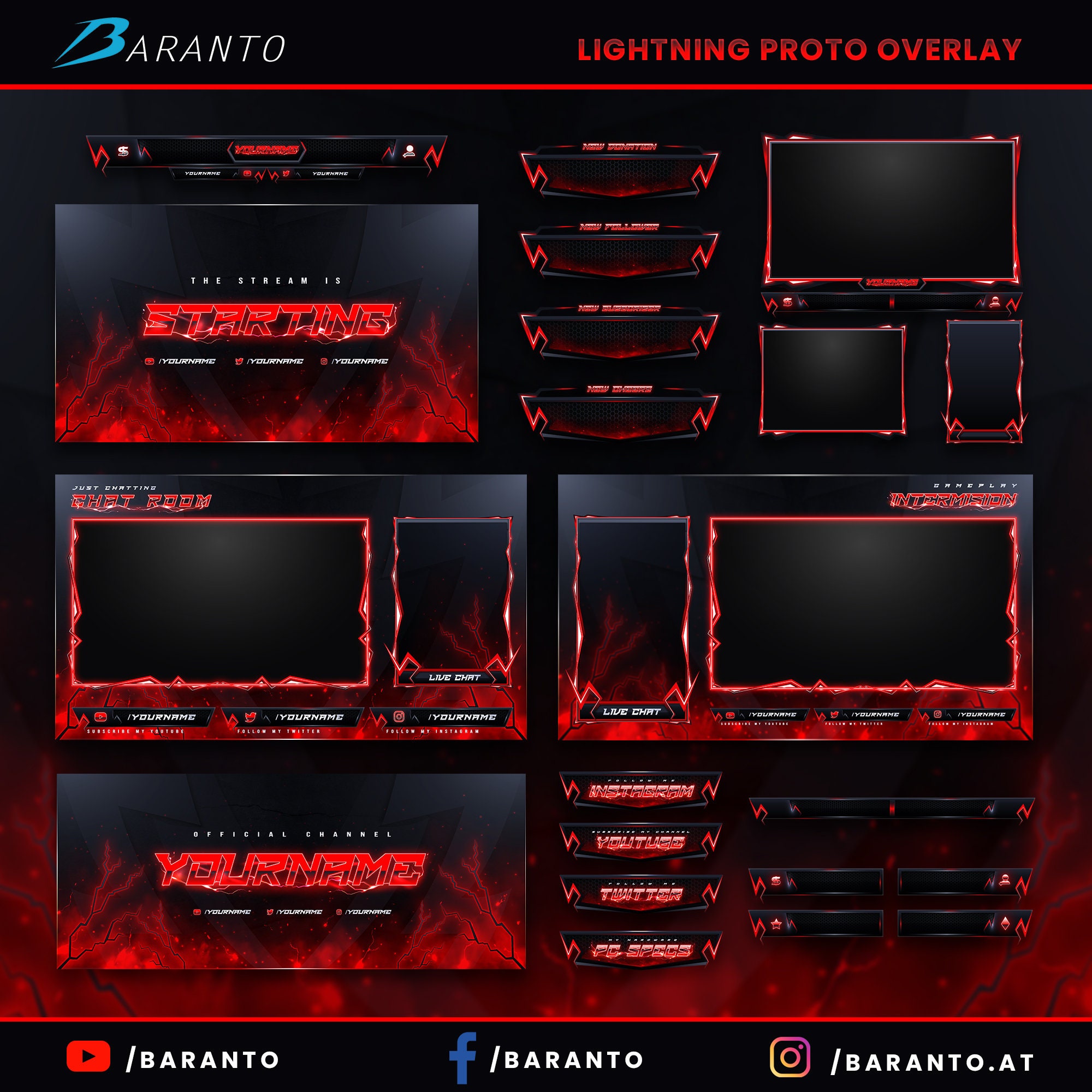 Animated Lightning Proto Overlay Twitch Package Custom Names Instant ...