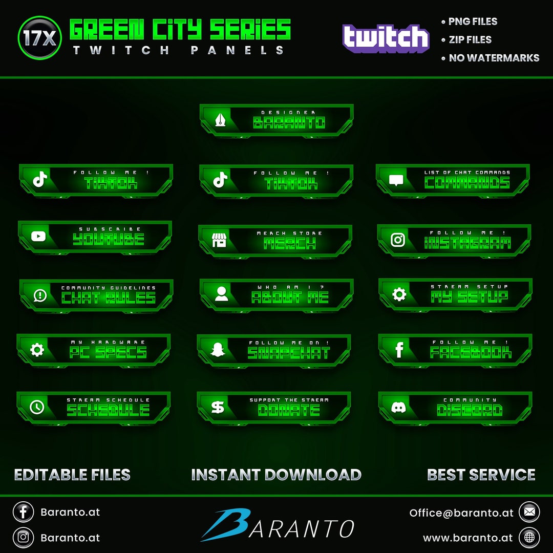 17x Twitch Panels Pack – Green City Series | Twitch Panels ...