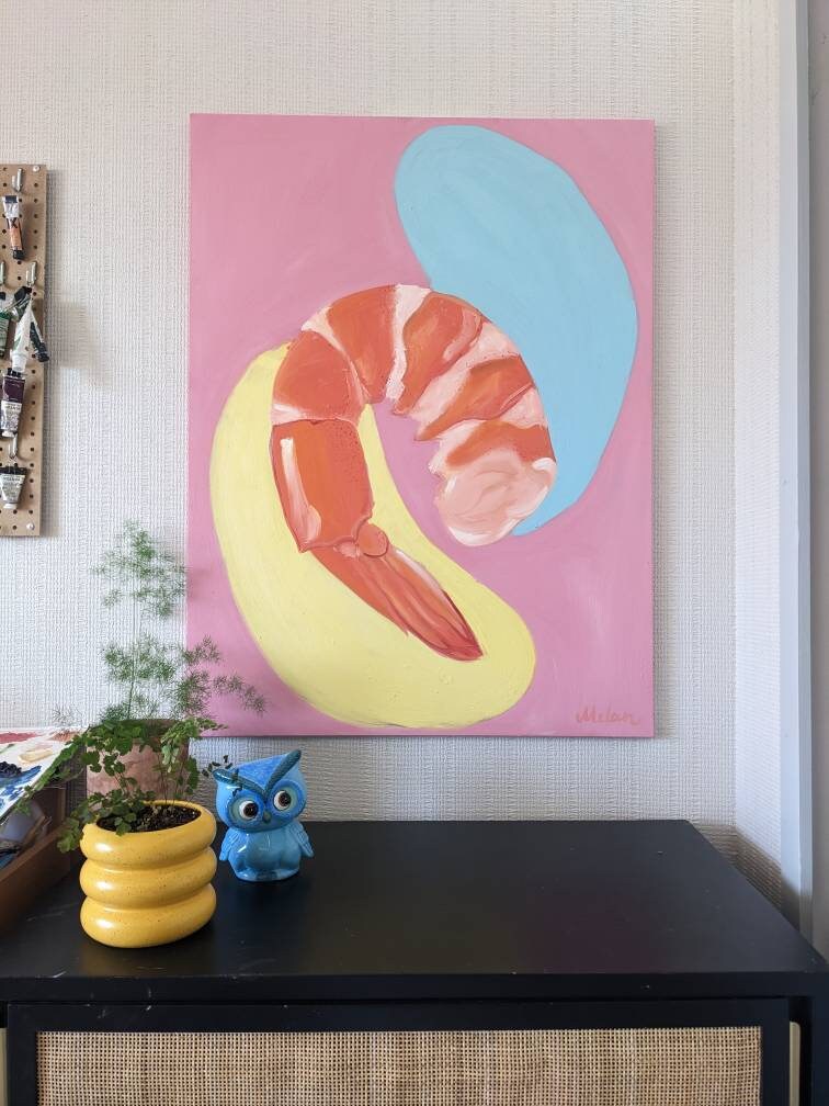 Shrimp Original Canvas - Etsy