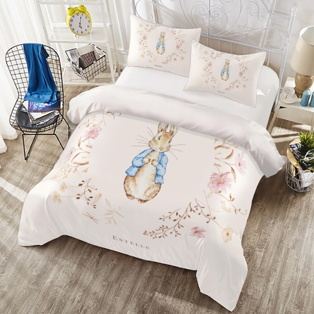 Peter Rabbit Personalized Duvet Cover Set - Blue Custom Bedding ...