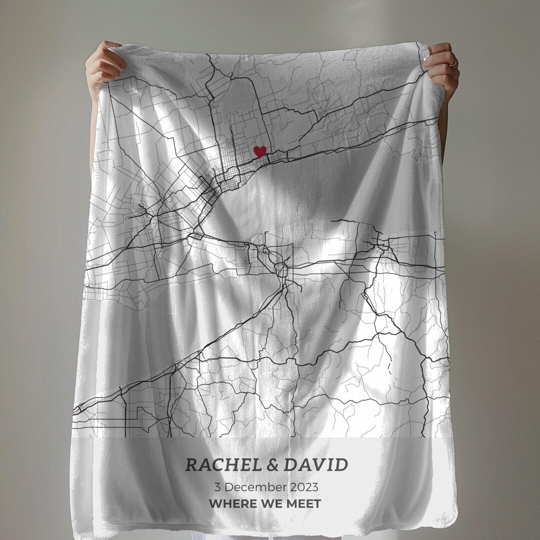 Custom Map Blanket, Custom City Map, Personalized Blanket, Travel Map ...