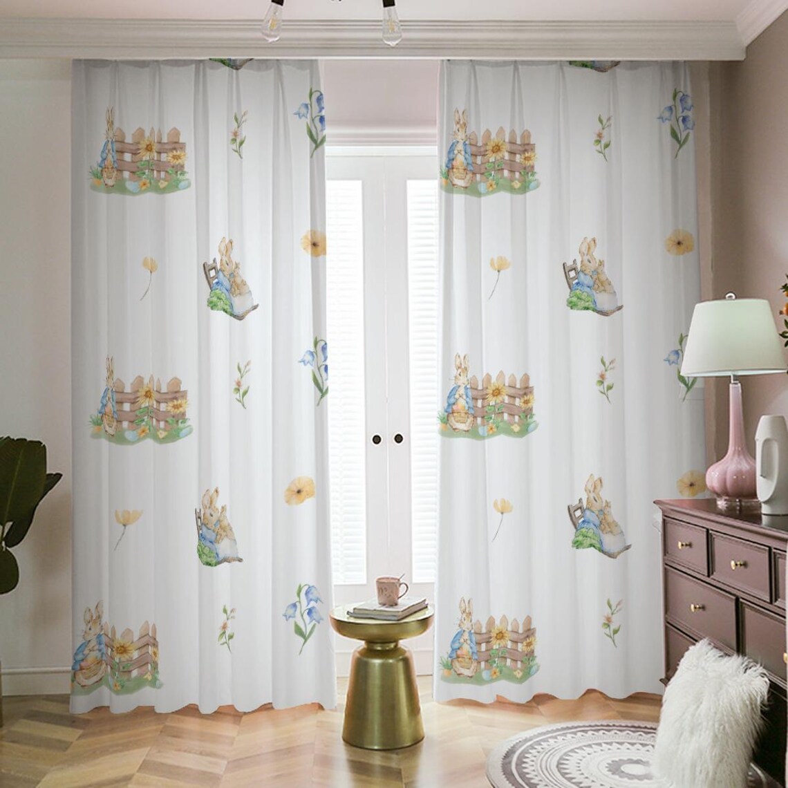 Peter Rabbit Blackout Curtains With Hooks - Kids Room Nursery Window ...