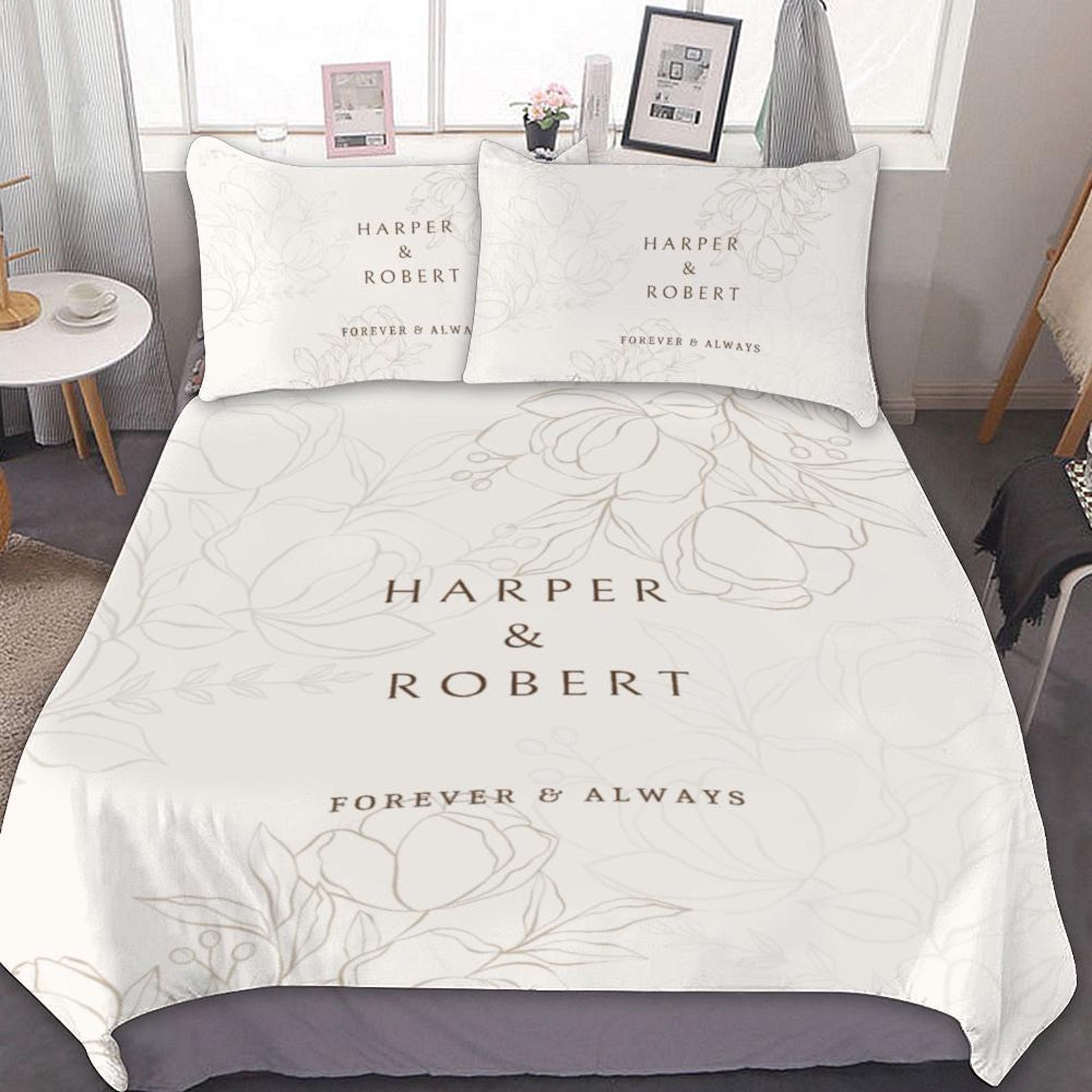 Personalized Duvet Cover Set – Custom Couple Bedding, Anniversary Gift ...