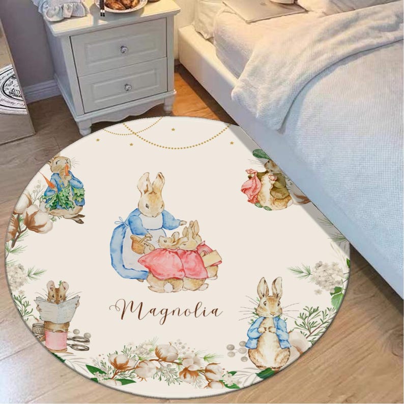 Peter Rabbit Round Rug for Nursery or Kids Playroom, Peter Rabbit Theme ...