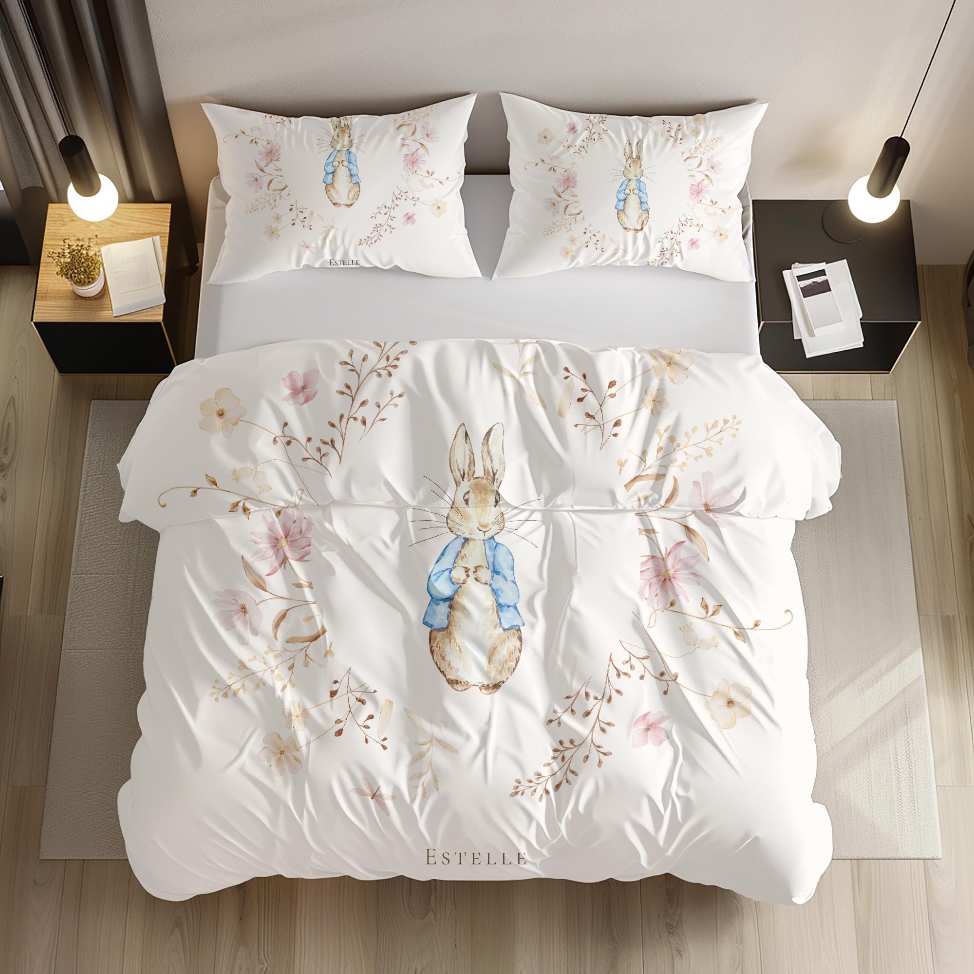 Peter Rabbit Personalized Duvet Cover Set - Blue Custom Bedding ...