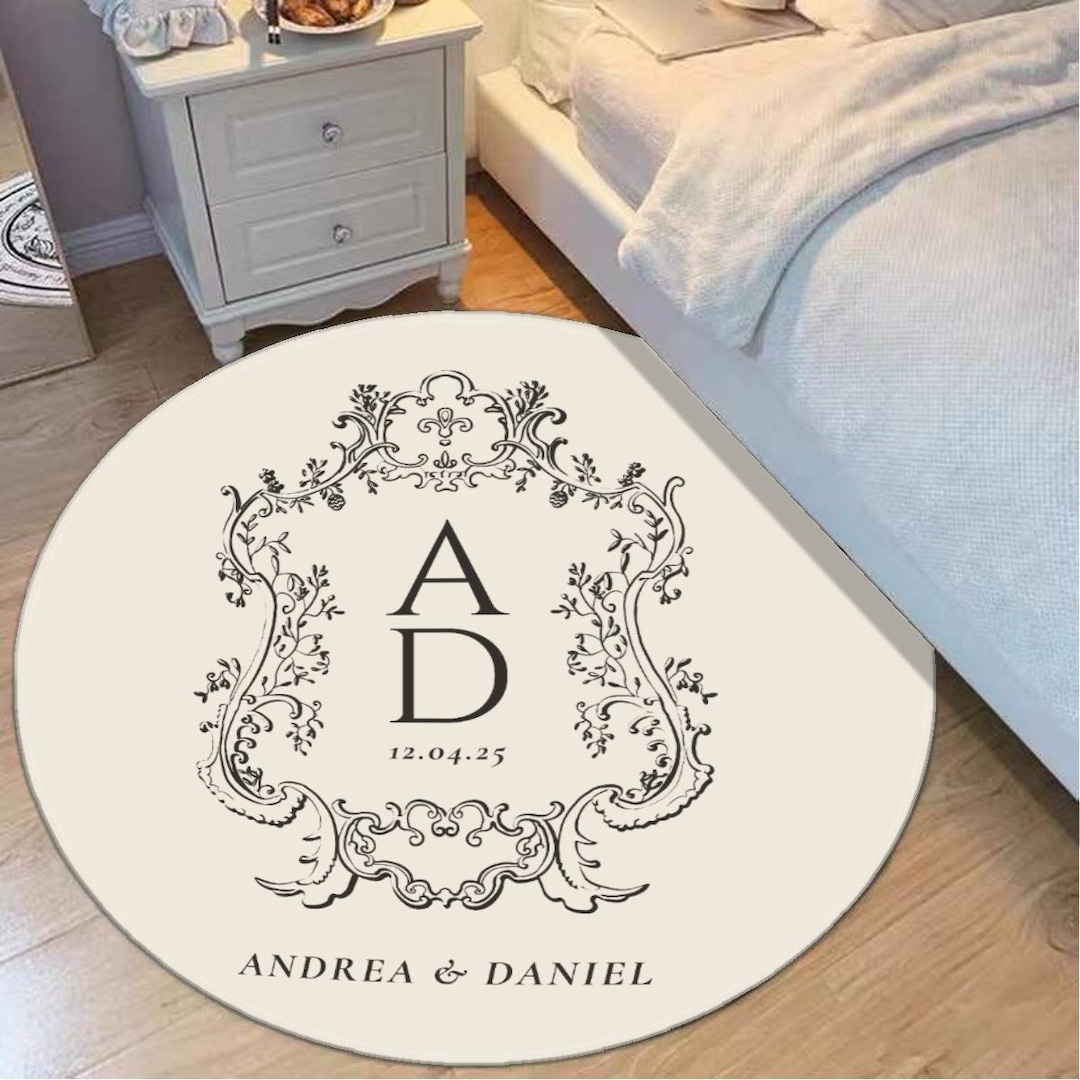 Custom Monogrammed Rug Personalized Family Name Carpet Unique Wedding ...
