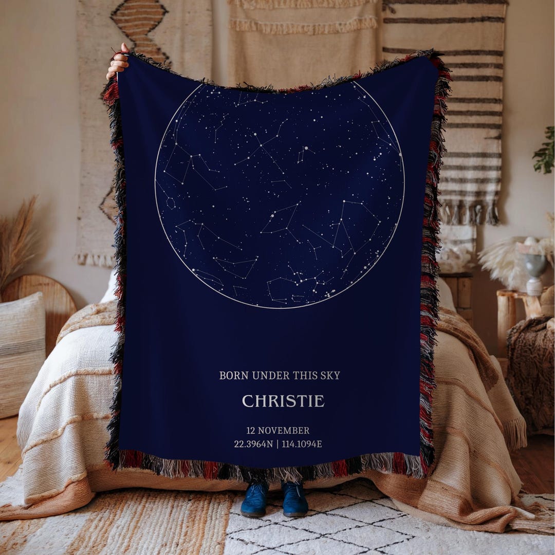 Personalized Star Map Blanket Star Map Night Light Personalized ...