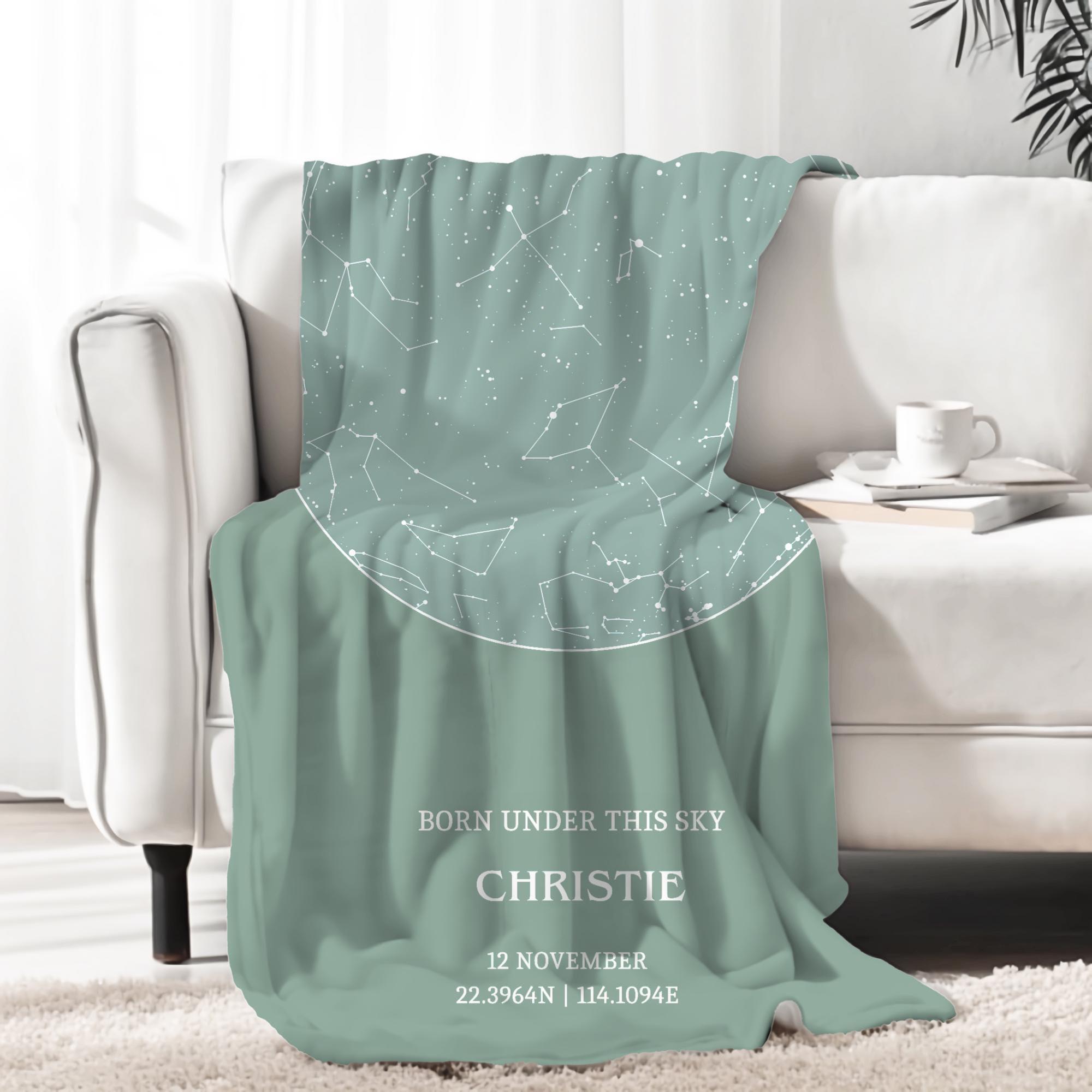 Personalized Constellation Map Blanket, Star Map Throw, Personalized ...