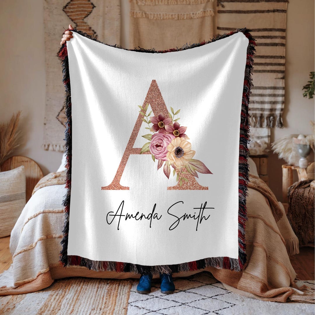 Customizable Name Woven Blanket Personalized Blanket Gifts Couple ...