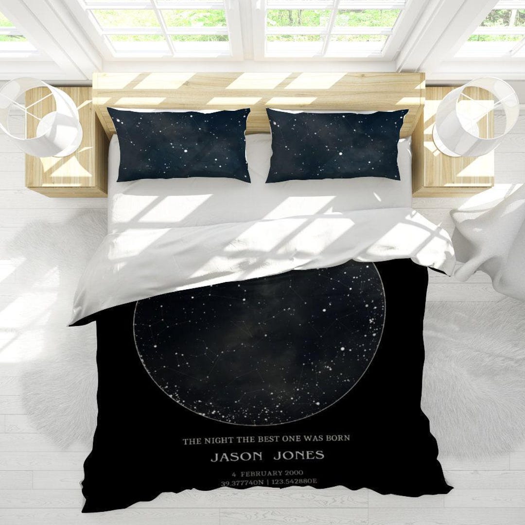 Star Map Personalized Bedding Set - Custom Duvet Cover, Unique ...