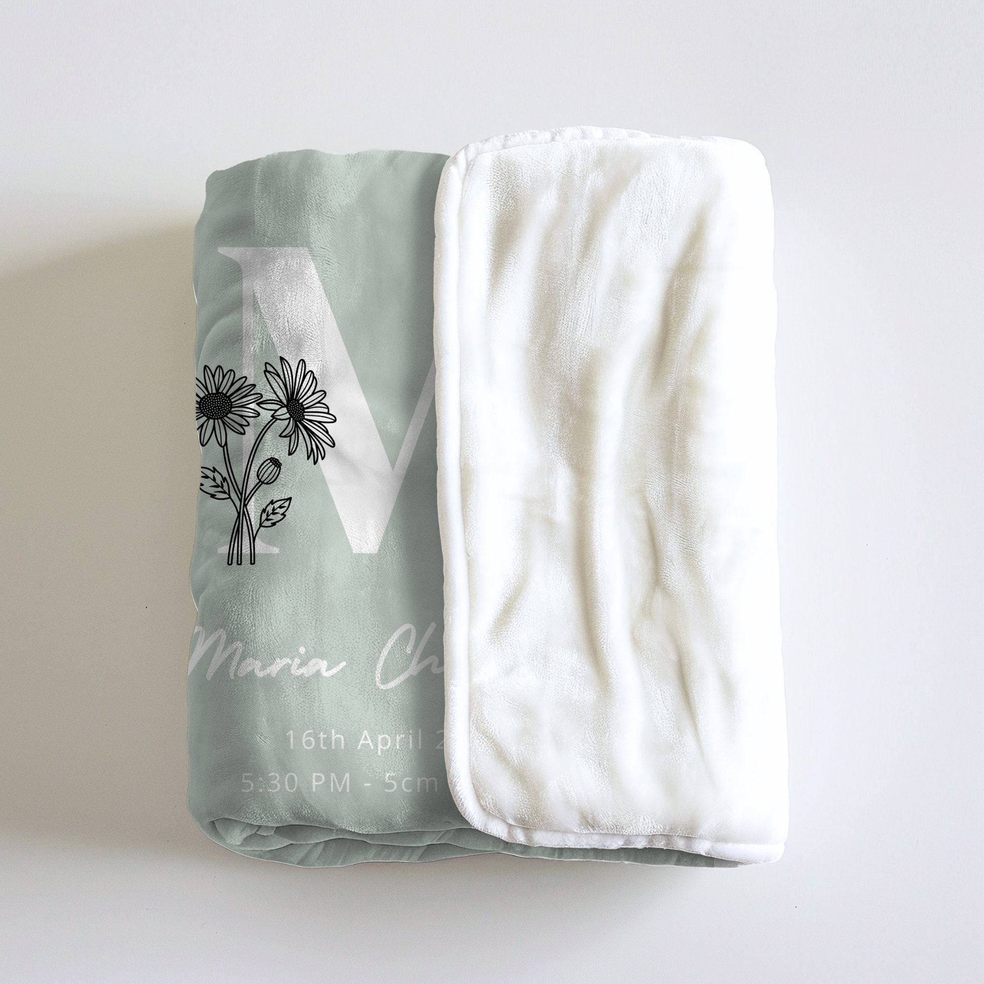 Name Blanket With Birth Flower, Personalized Name Blanket, Custom Name ...