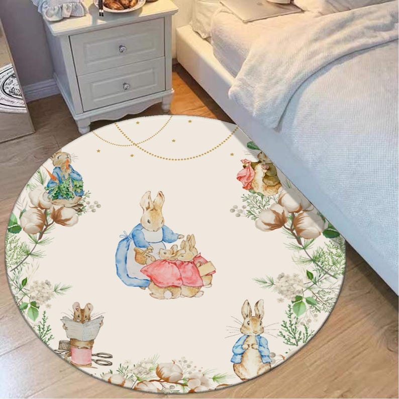 Peter Rabbit Round Rug for Nursery or Kids Playroom, Peter Rabbit Theme ...