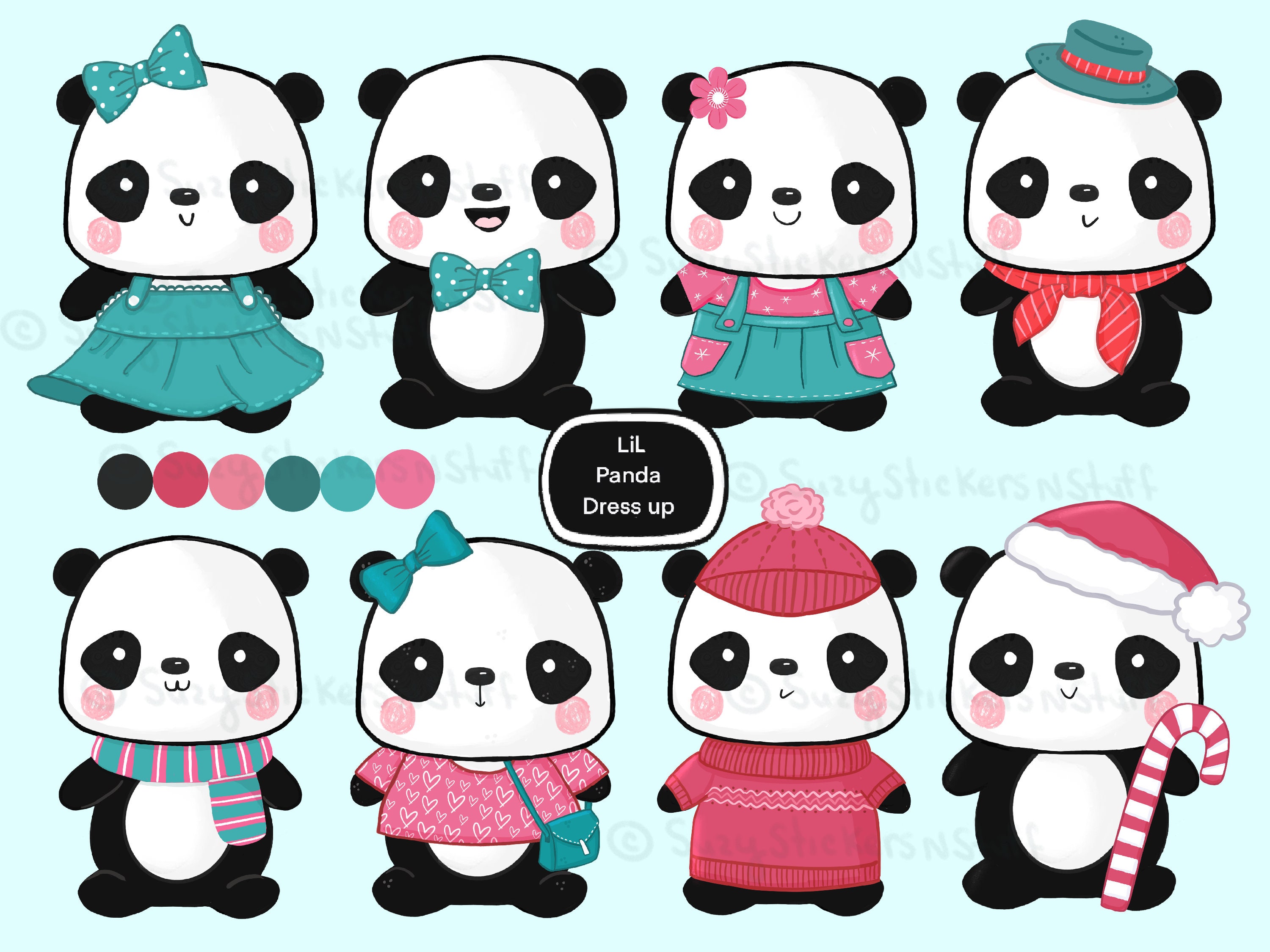 Panda Clipart Set, Commercial Use Clipart Set, Panda Bear Clipart Set ...