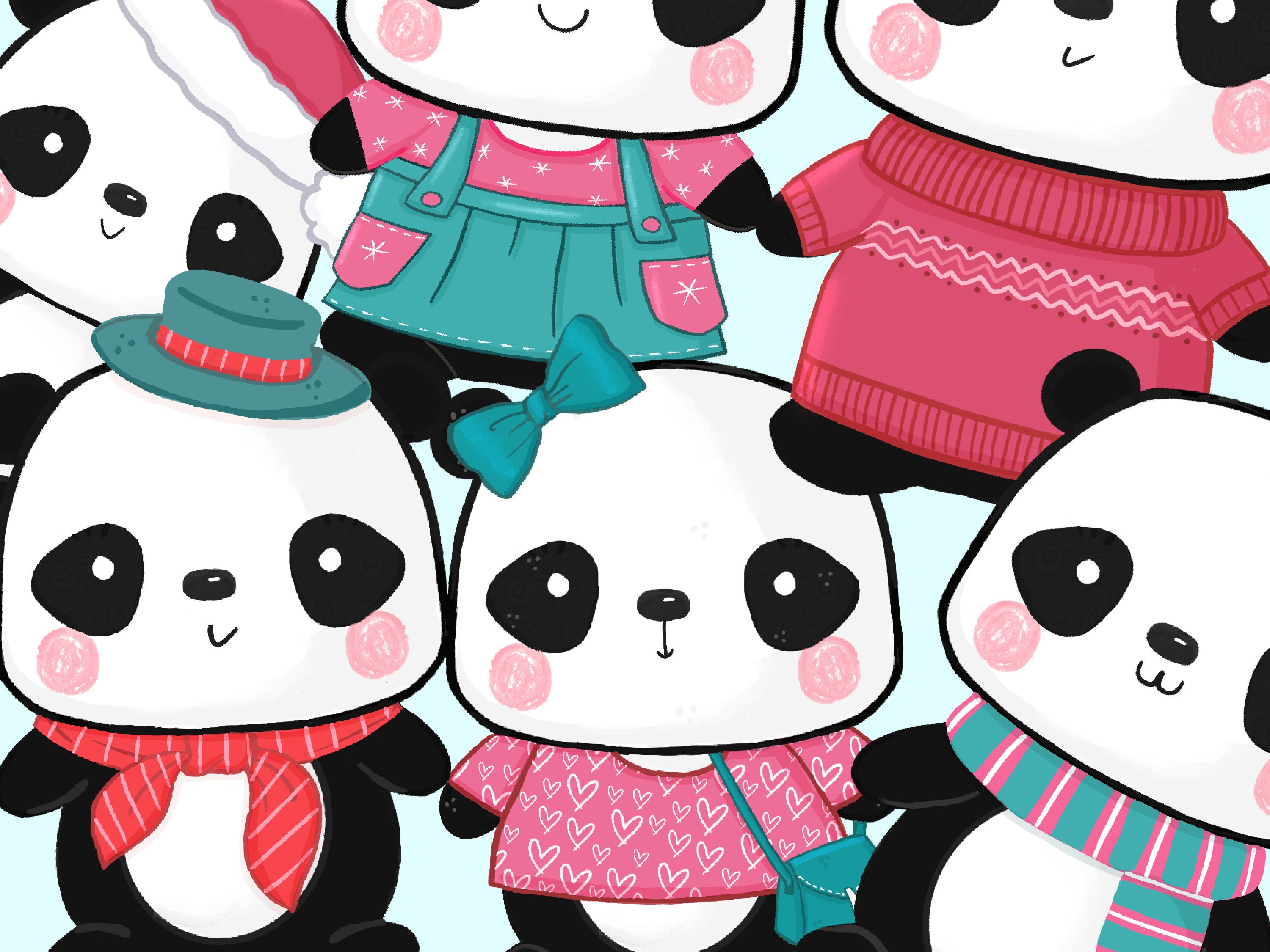 Panda Clipart Set, Commercial Use Clipart Set, Panda Bear Clipart Set ...