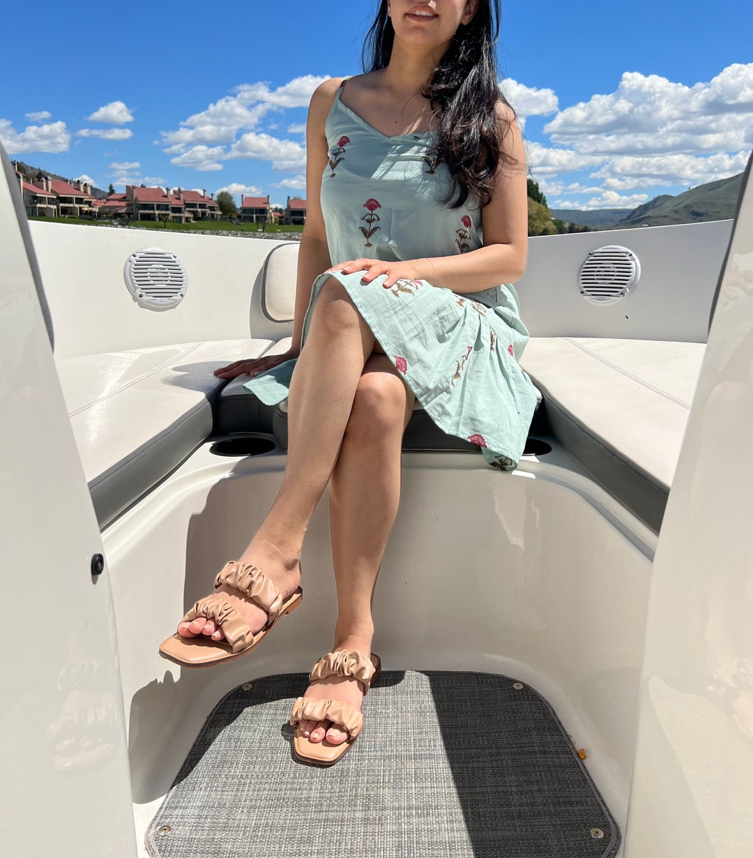 Sage Green Floral Mini Sundress Block Print Dresssun Dress for Women ...