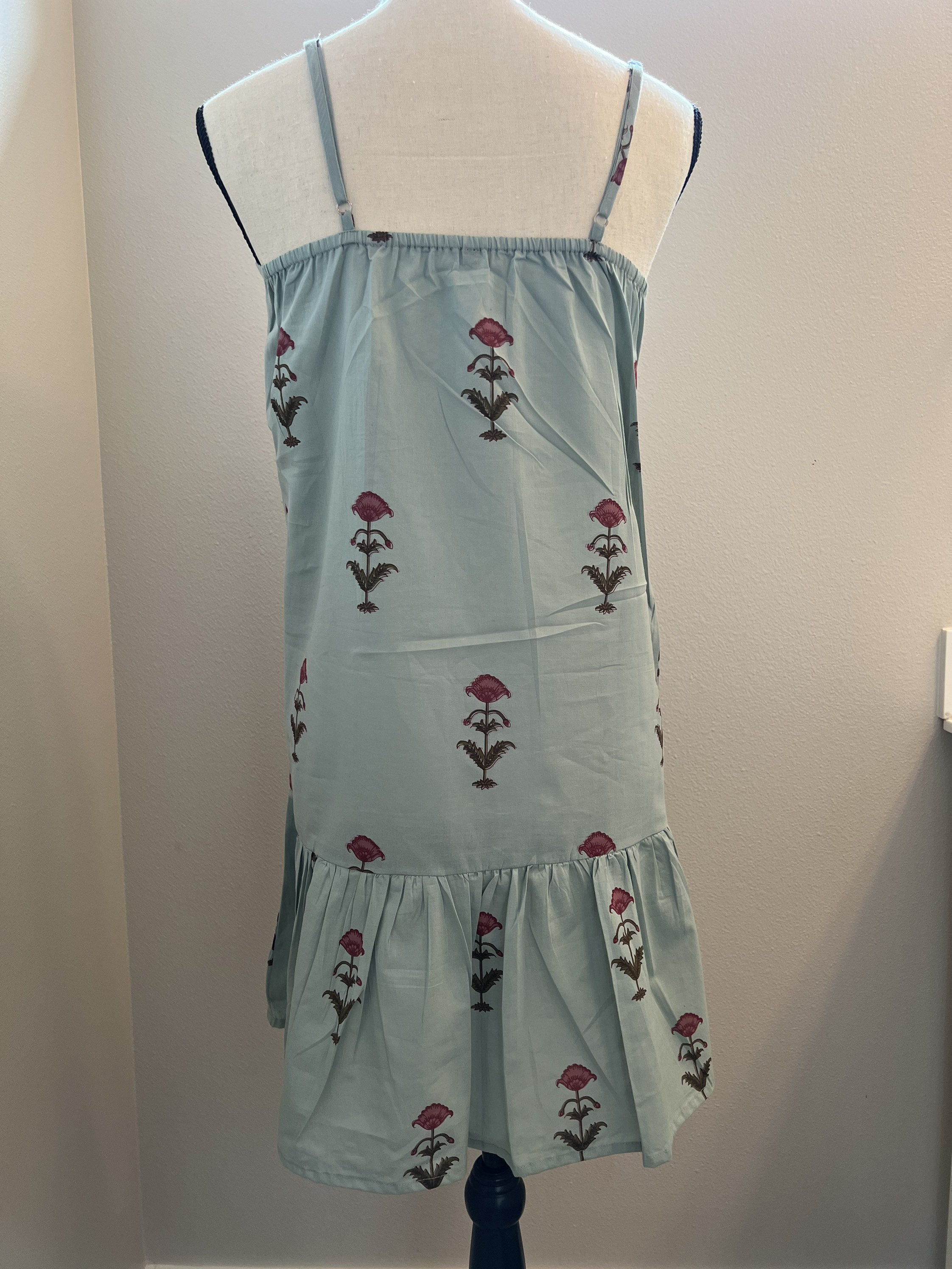 Sage Green Floral Mini Sundress| Block Print Dress|sun Dress for Women ...