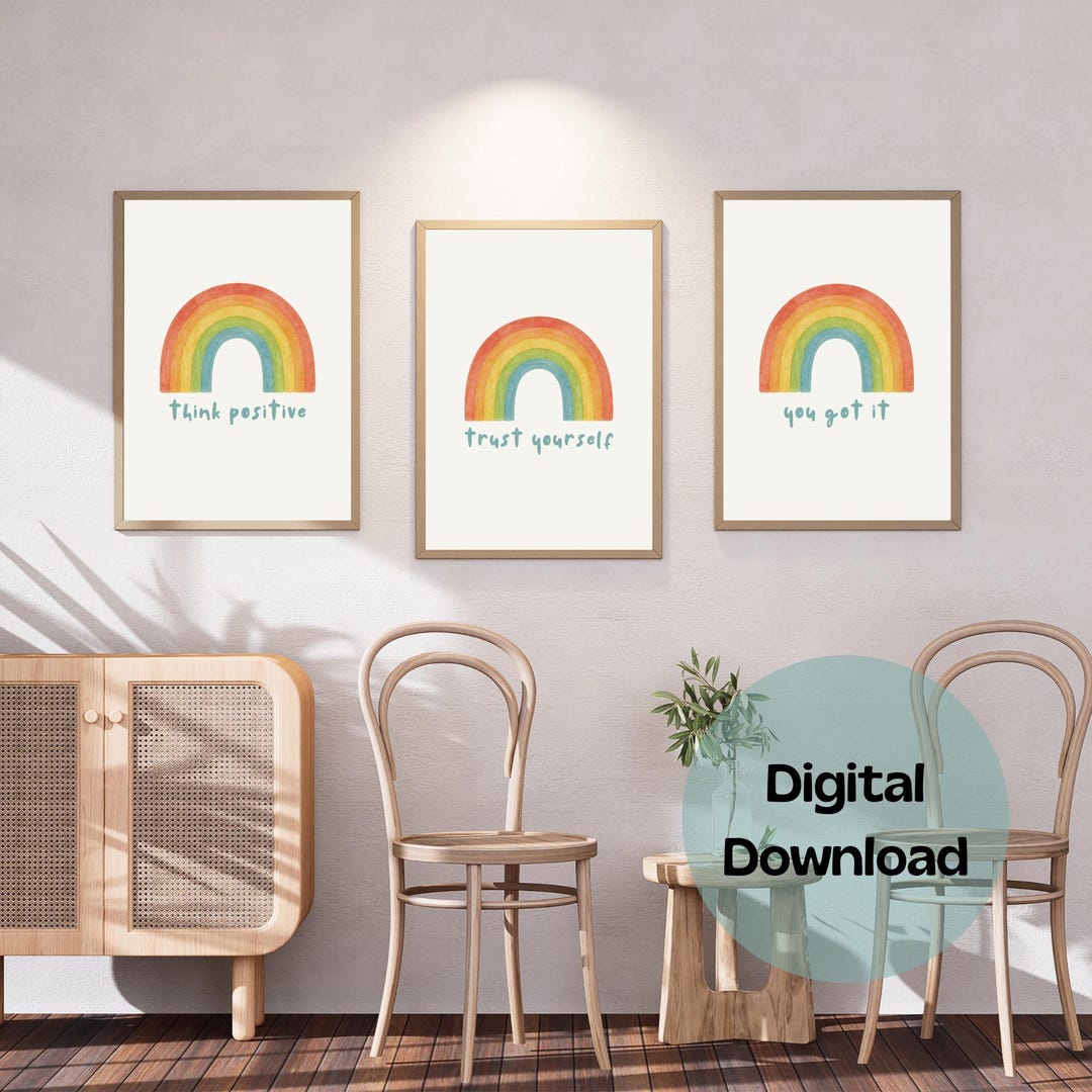 Watercolor Rainbow Inspirational Poster Bundle (3-pack) (digital ...