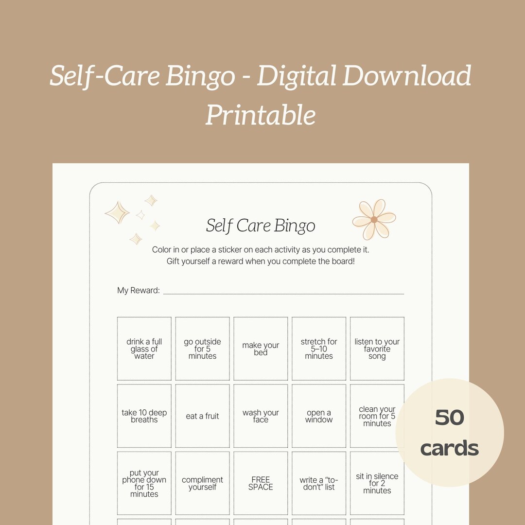 Self Care Bingo Cards | Wellness Challenge, Mental Health Reset ...