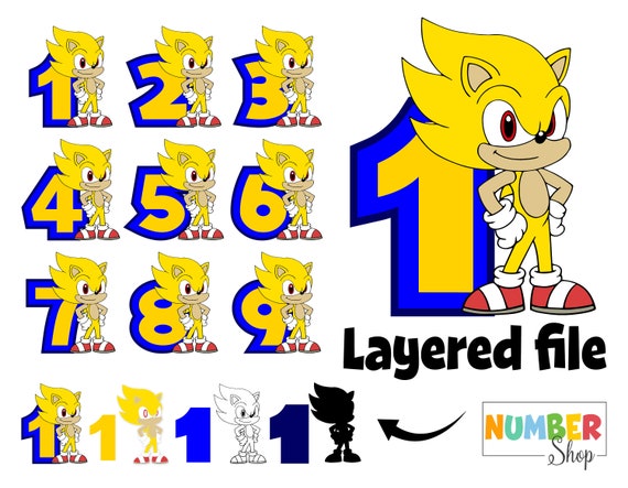 Sonic Svg Birthday Numbers Print Yellow Sonic PNG Number SVG - Etsy