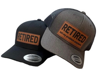 Retired, Leatherette Patch Hat - Etsy