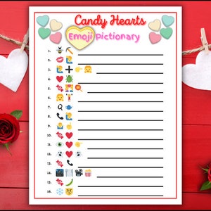 Valentine's Candy Hearts Emoji Pictionary Game | Fun Valentine's Day ...