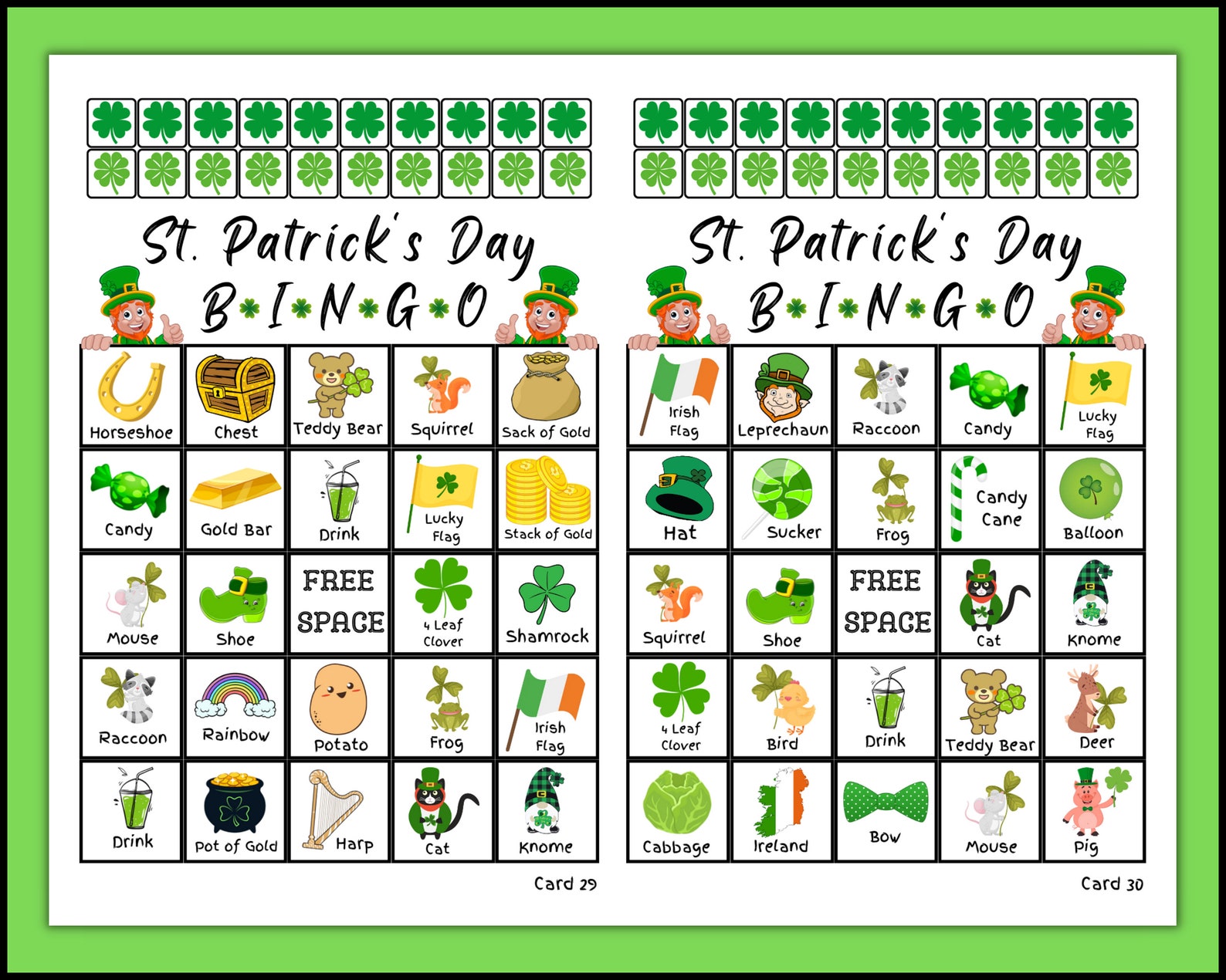 Bingo Game for Kids, St Patrick's Classroom Game, St Patty's Bingo, St ...