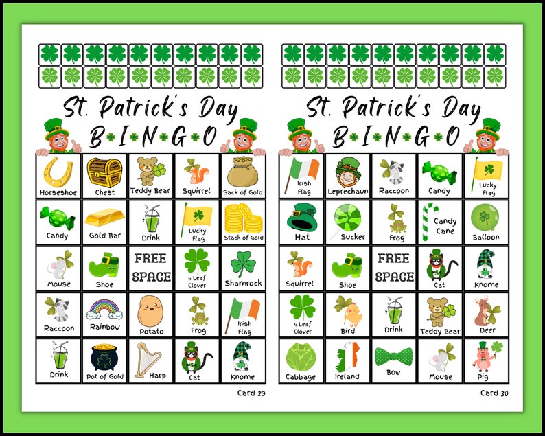 Bingo Game for Kids, St Patrick's Classroom Game, St Patty's Bingo, St ...