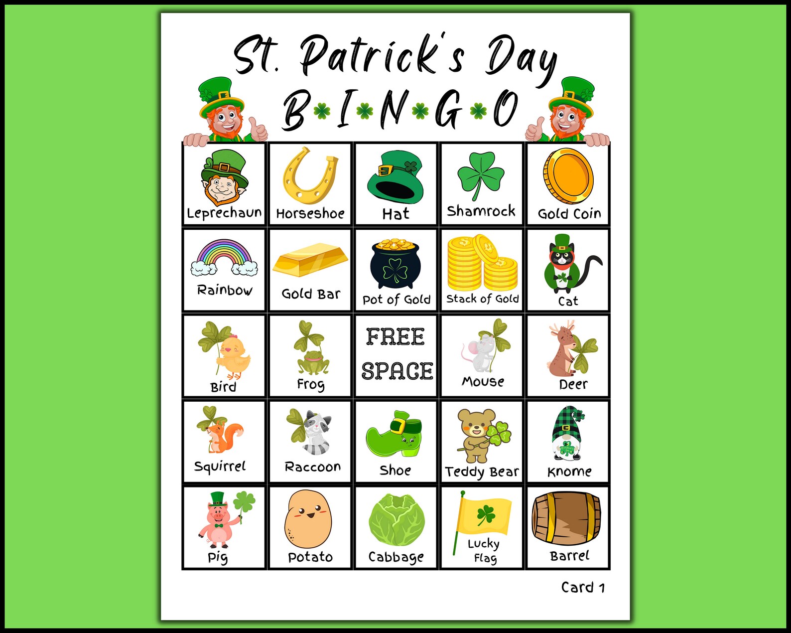Bingo Game for Kids, St Patrick's Classroom Game, St Patty's Bingo, St ...