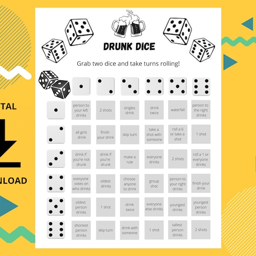 Drunk Dice Drinking Game Great For Pre Games Parties Etsy