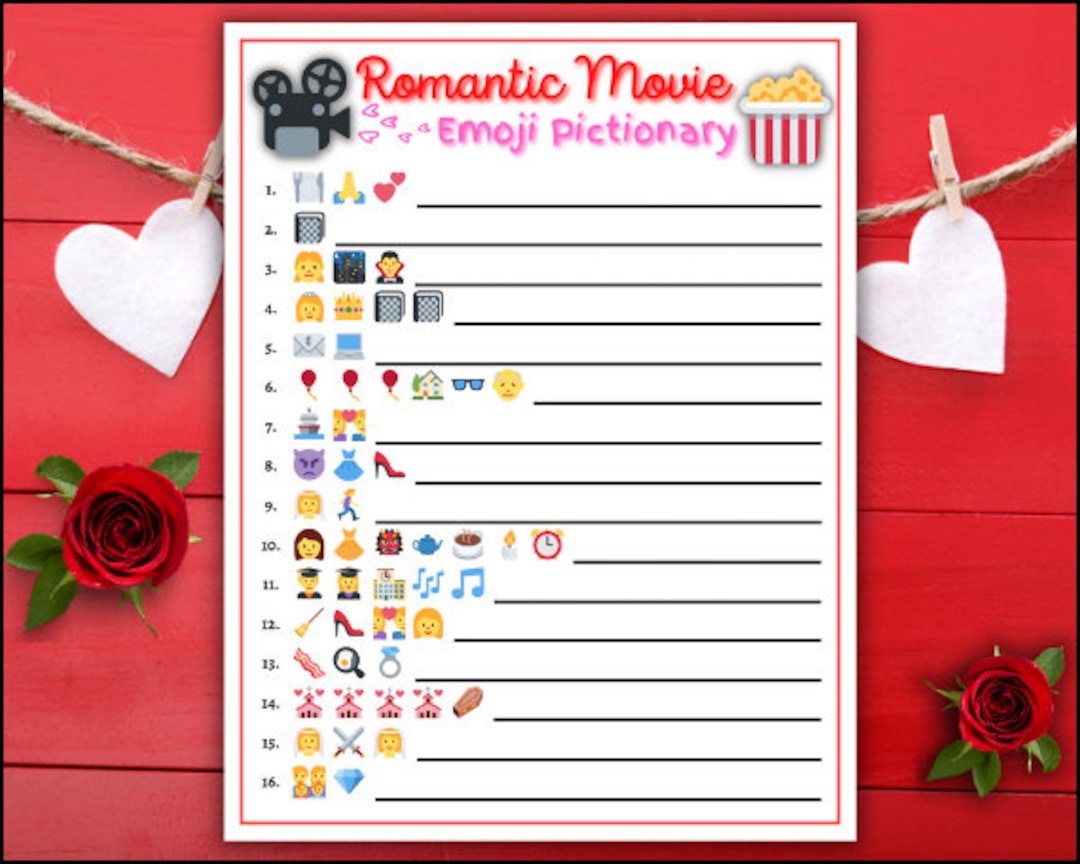 Valentine's Romantic Movie Emoji Pictionary Game | Fun Valentine's Day ...