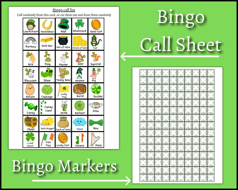 Bingo Game for Kids, St Patrick's Classroom Game, St Patty's Bingo, St ...