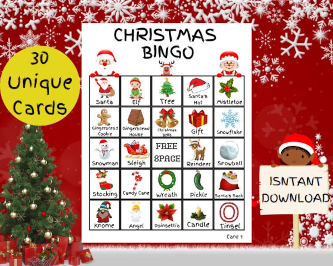 Christmas Bingo Printable Game for Kids, Family, Friends, Parties, and ...